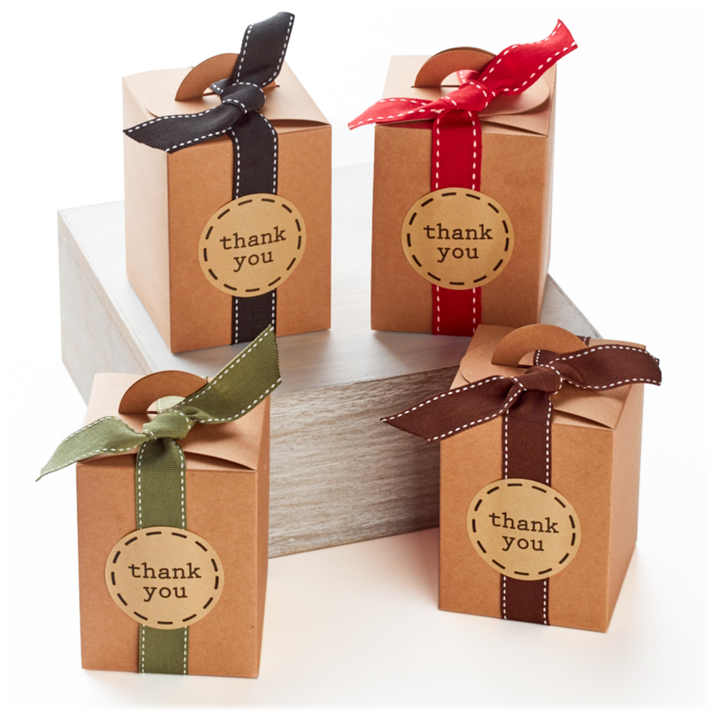 Kraft Boxes With Ribbons And Stickers 20 Pack