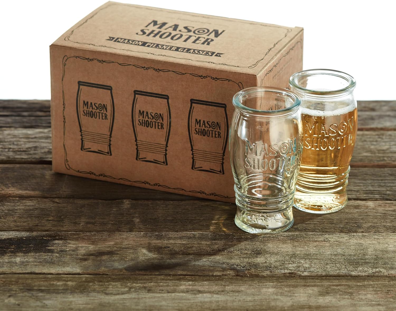 5oz Mason Pilsner Pint Glasses (Set of 6)